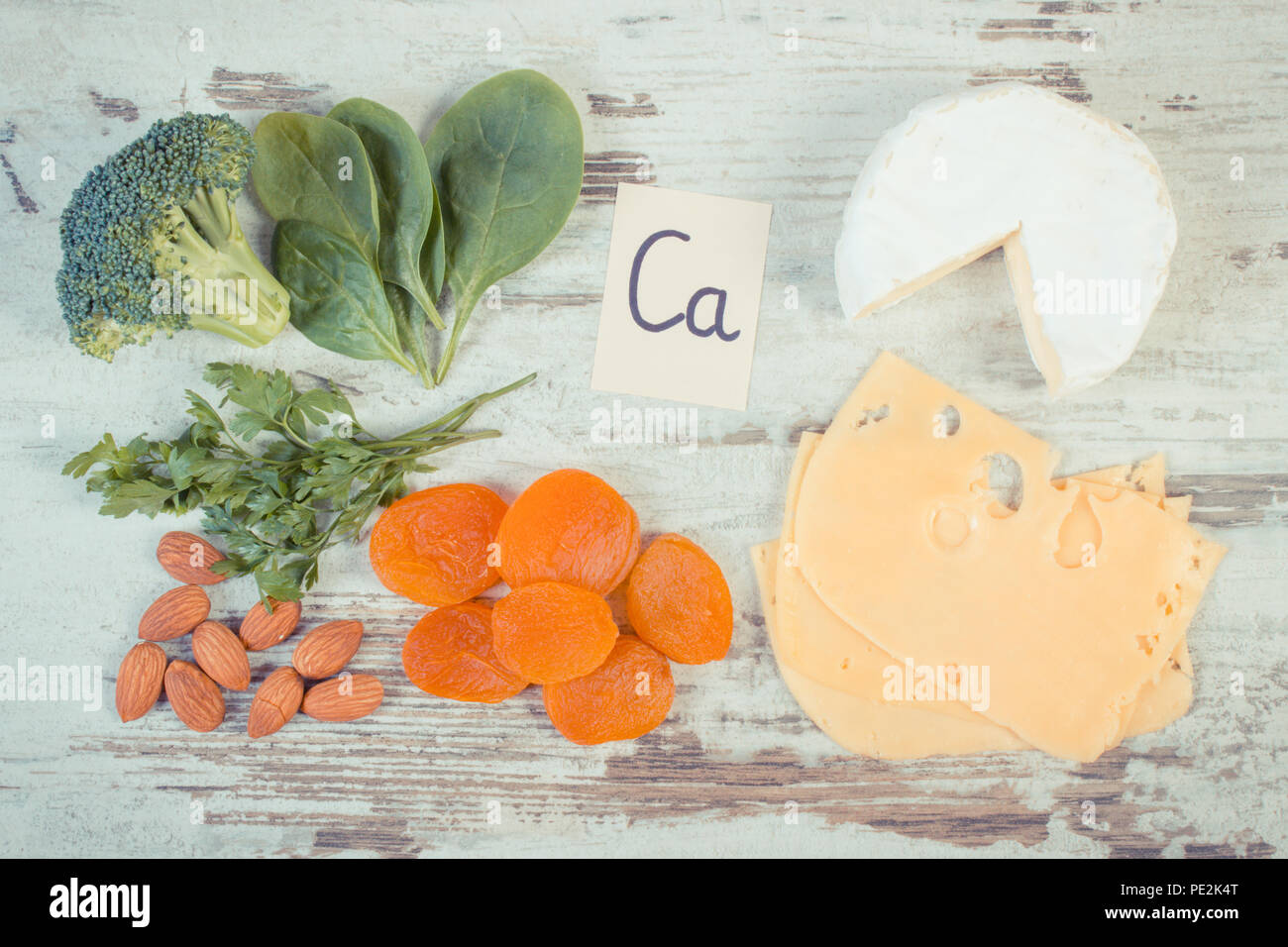 Vintage photo, Food containing calcium and dietary fiber, natural ...