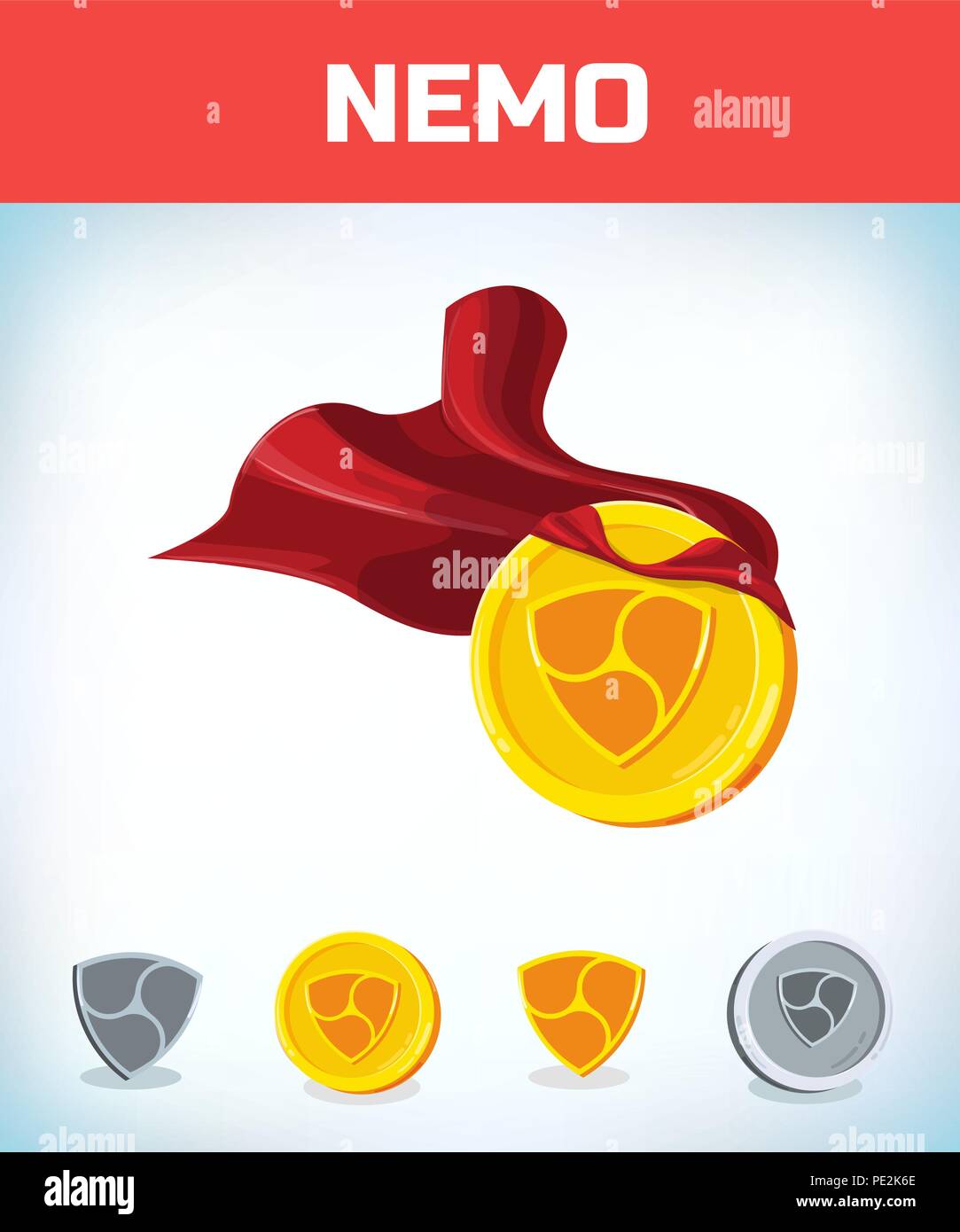 Funny super hero businessman flying nemo. Miner bit coin digital ...