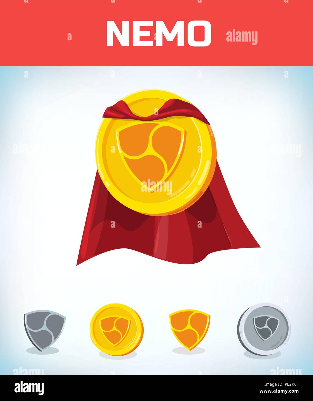 Funny super hero businessman flying nemo. Miner bit coin digital ...