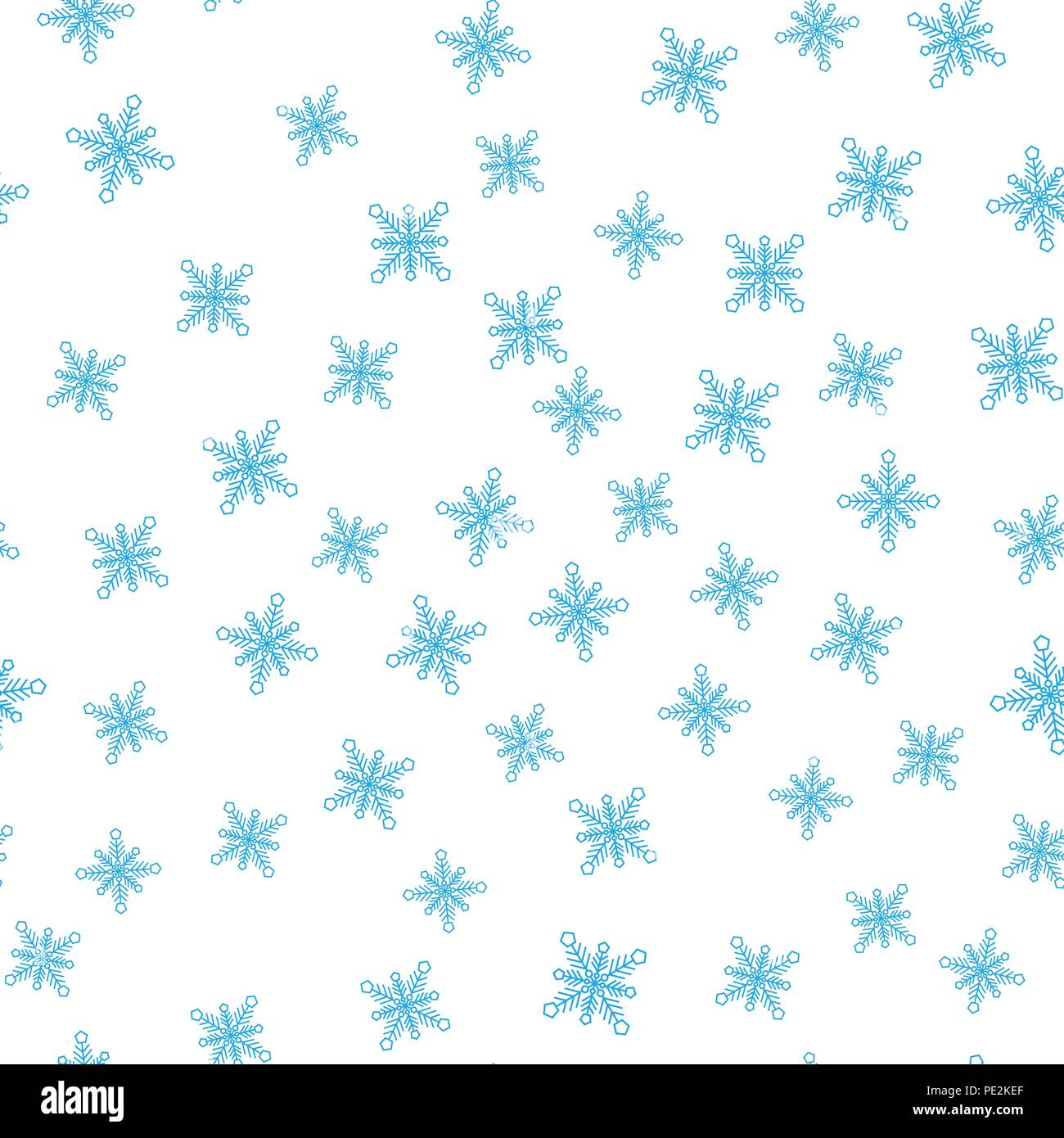 Seamless pattern of winter snowflakes, vector background. Repeated ...