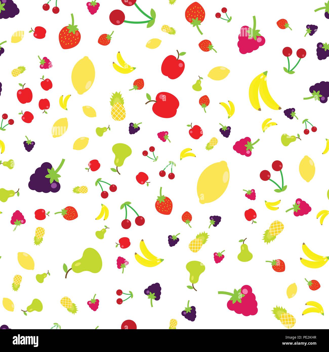 Vector illustration. Multicolored fruits in the style of flat in a ...