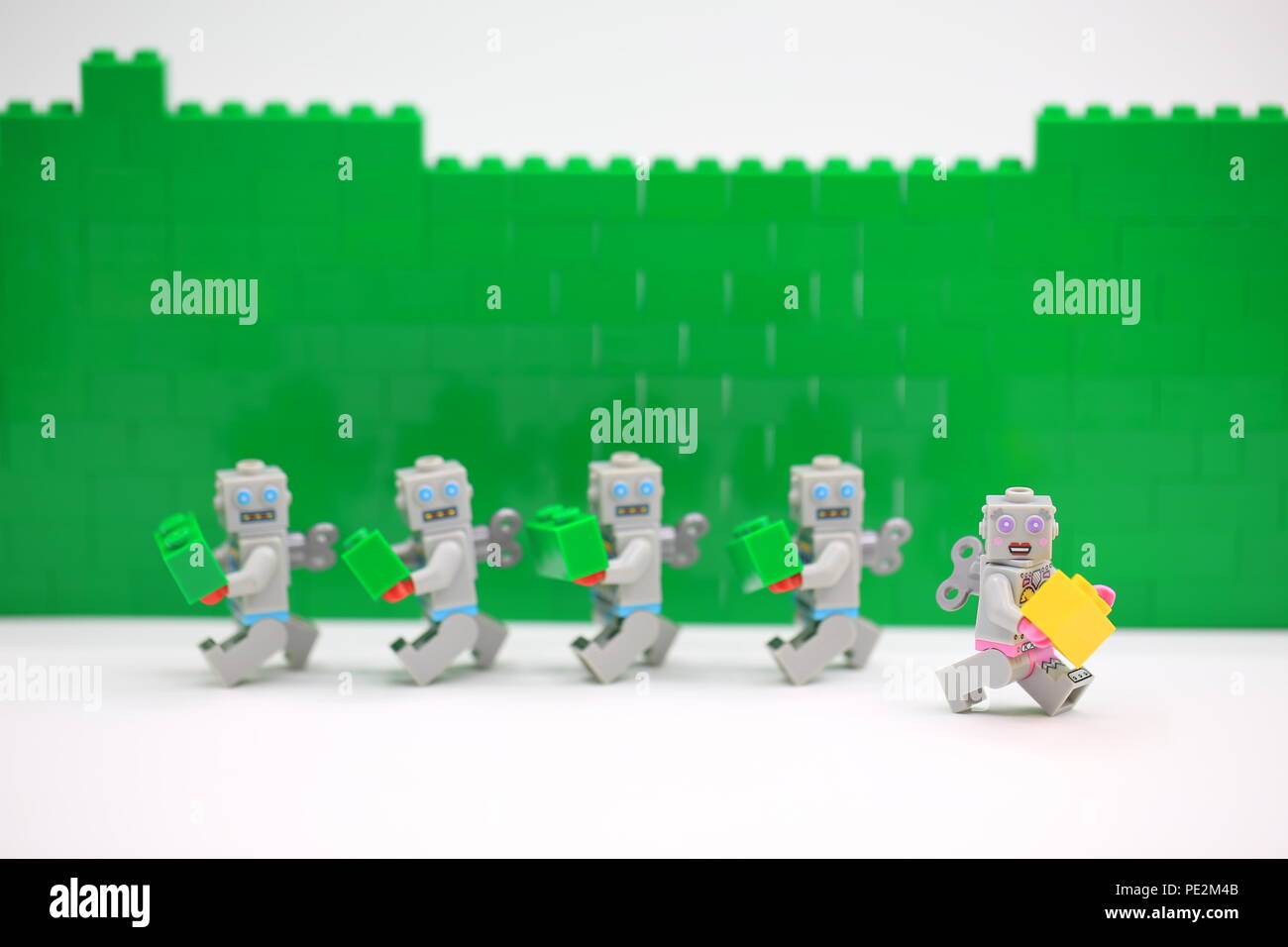 Hong Kong/China, July 5 2018: Studio shot of Lego people, combine from ...