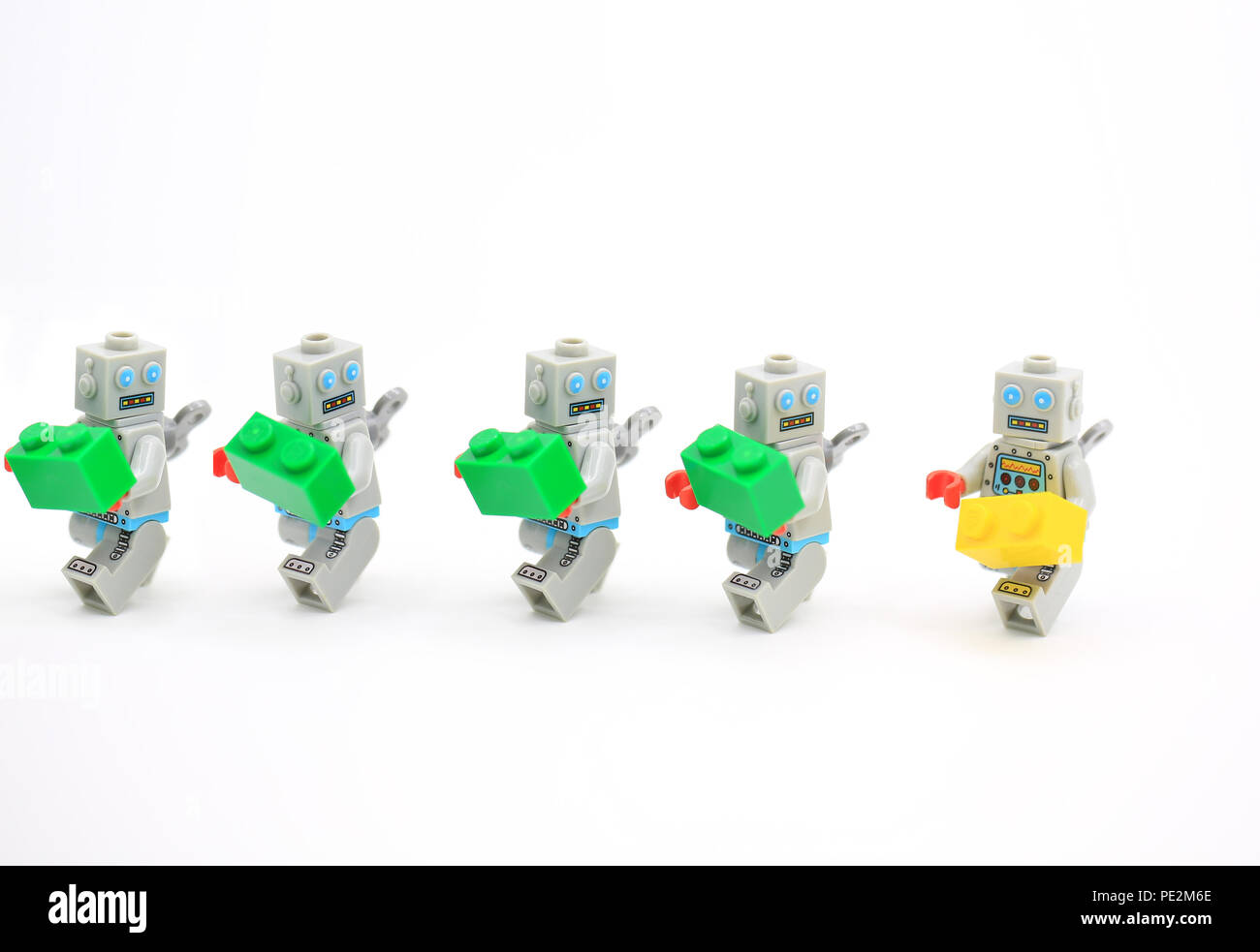 Hong Kong/China, July 5 2018: Studio shot of Lego people, combine from ...