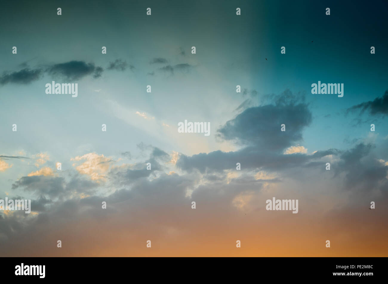 Landscape with dramatic light - beautiful golden sunset with saturated ...