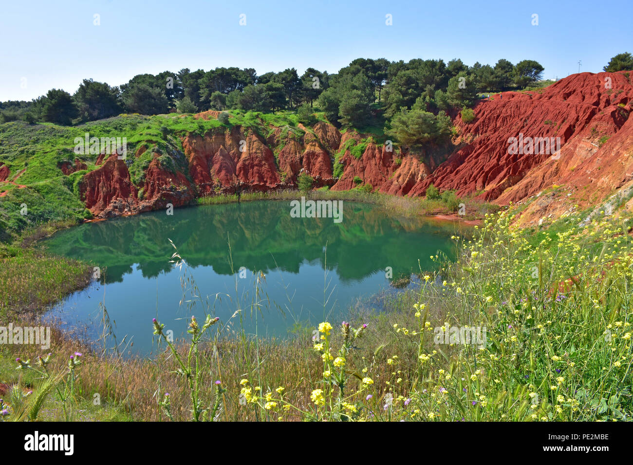 Italy, Otranto, pond of the ancient bauxite quarry. View and details ...