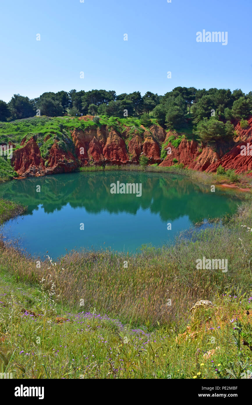 Italy, Otranto, pond of the ancient bauxite quarry. View and details ...