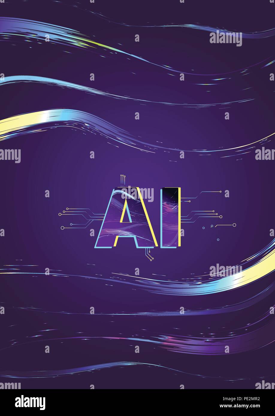 Artificial Intelligence vertical banner. AI letters on darl background ...