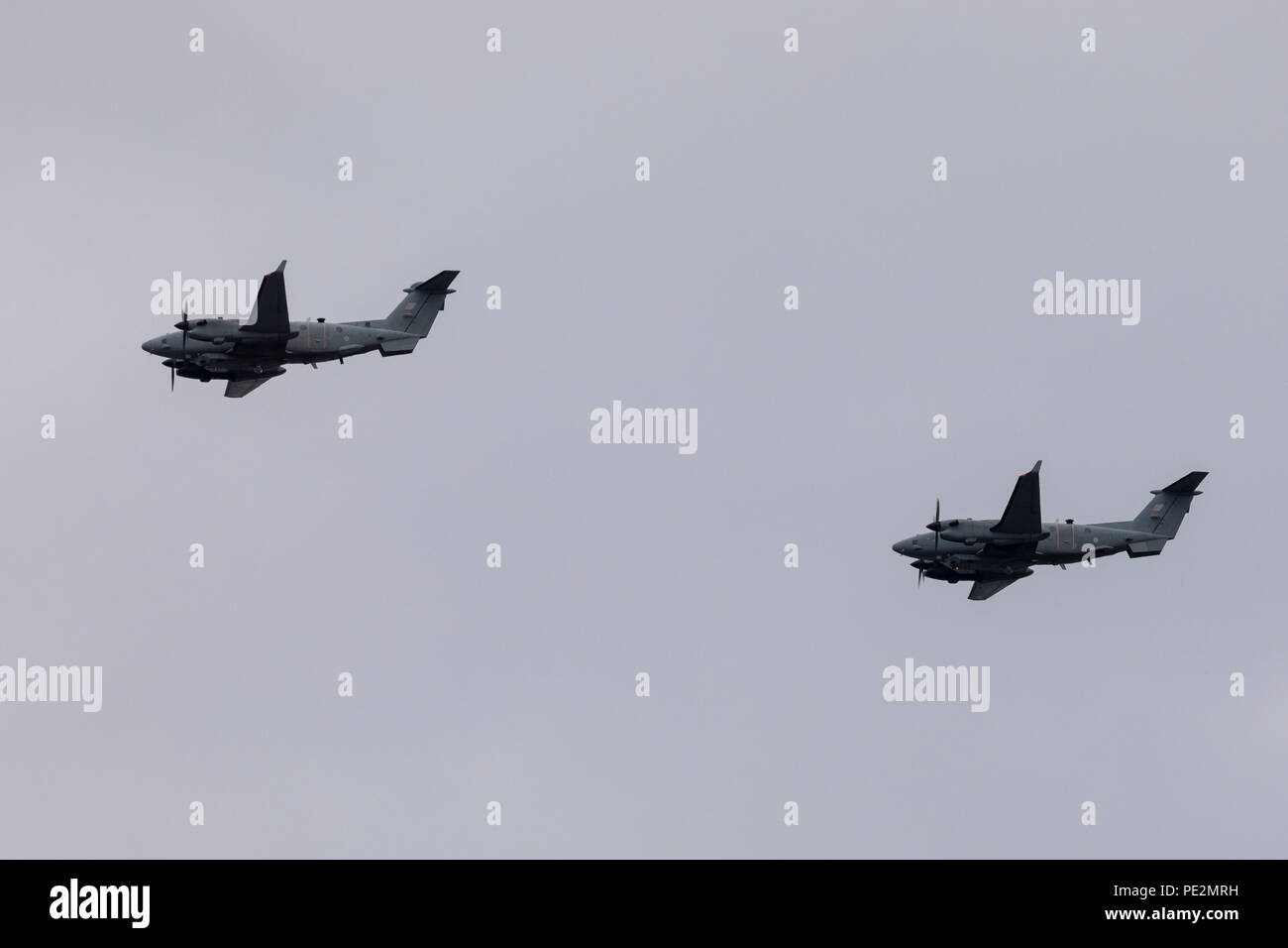Two RAF Shadow R1 intelligence collecting aircraft flying over London ...