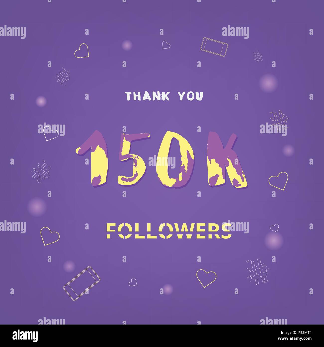 150K followers thank you card. Celebration 150000 subscribers banner ...
