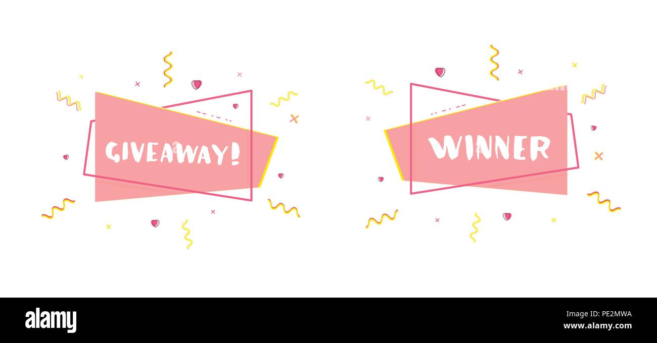 Set of Giveaway and Winner geometric banners isolated on white ...