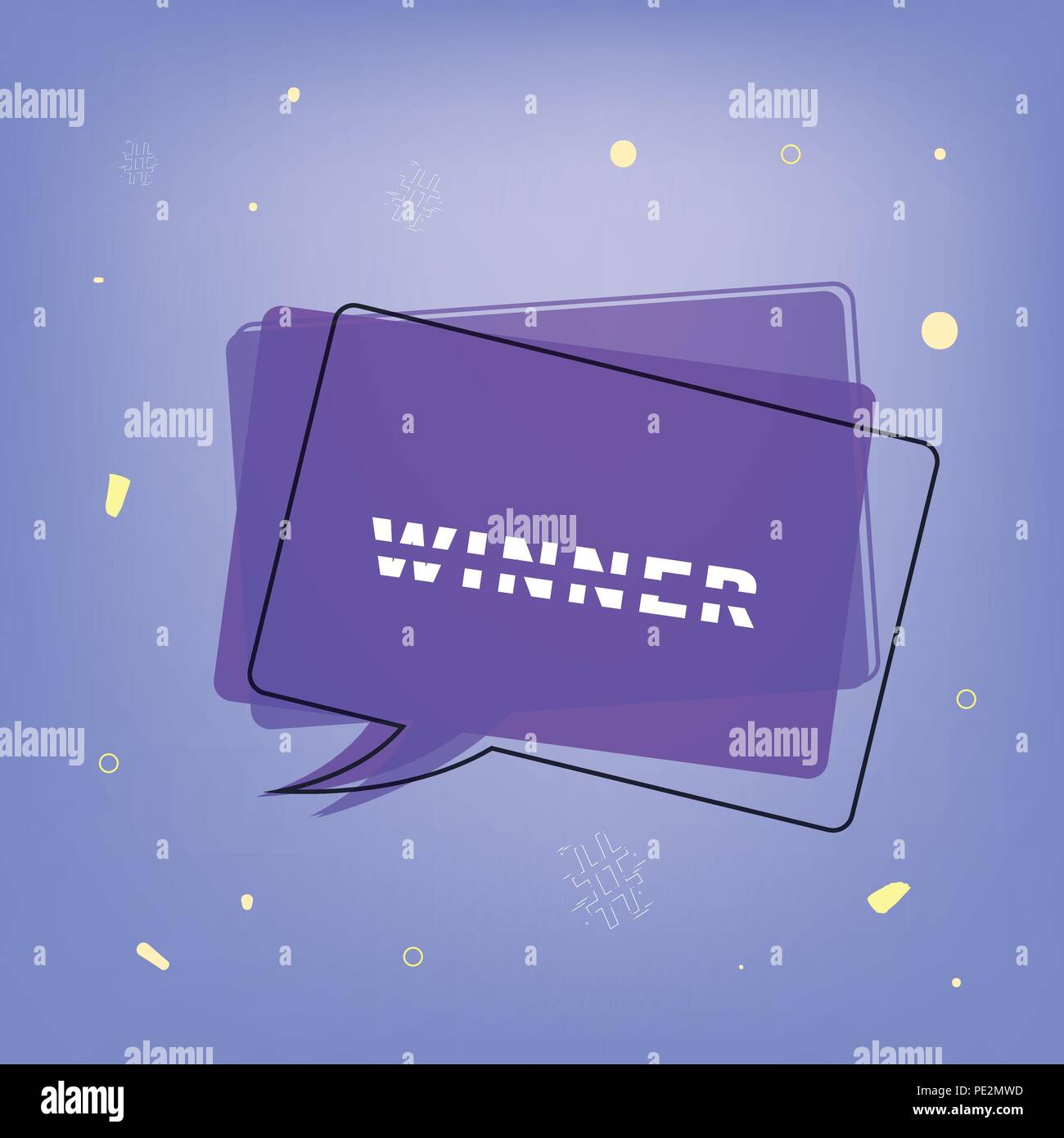 Winner square card with speech bubble. Sliced lettering. Template for ...