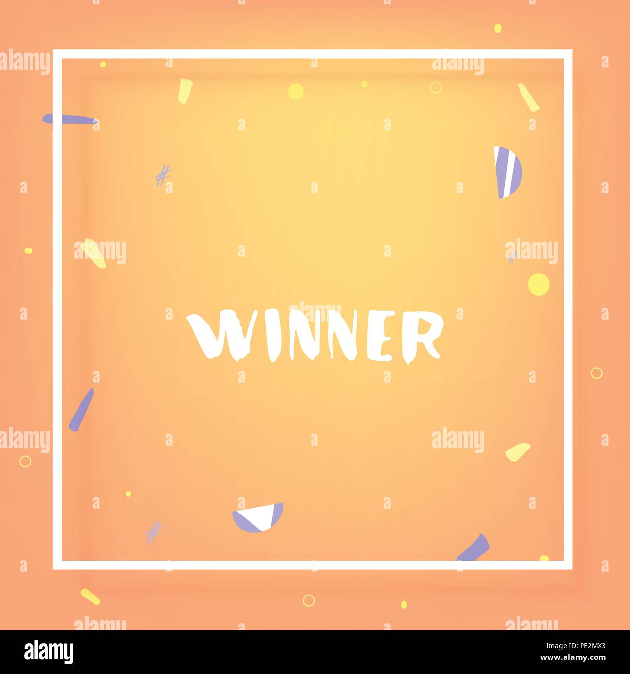 Winner square card. Handwritten lettering with decoration. Template for ...