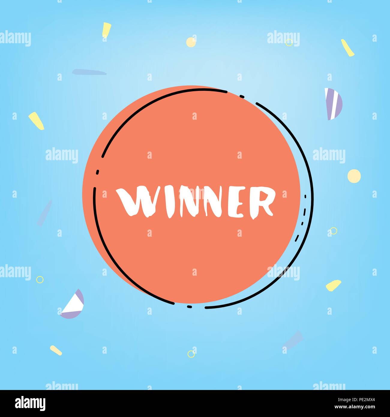 Winner square card. Handwritten lettering with decoration. Template for ...