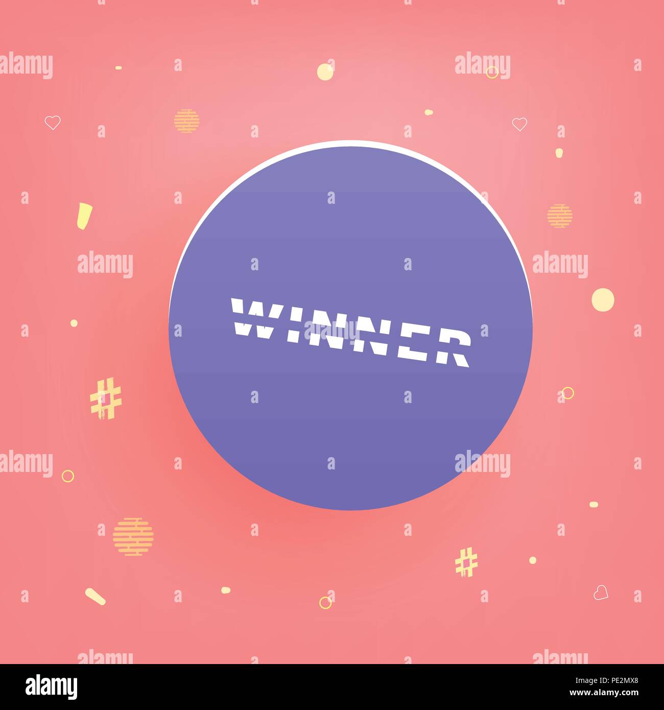 Winner square card with round button. Sliced lettering. Square template ...