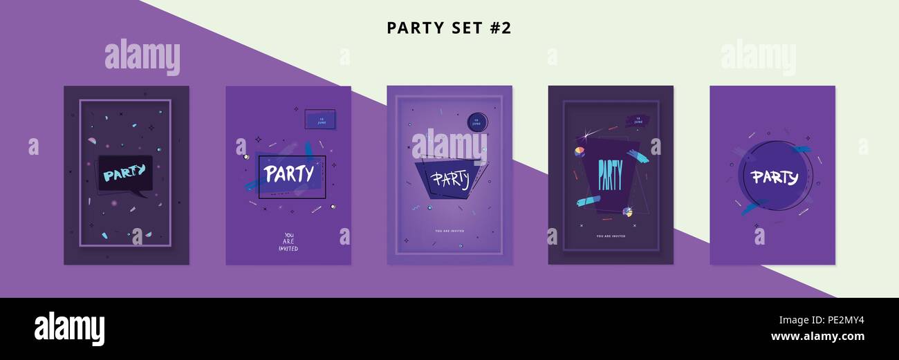 set of Party banners. Vertical event flyers for holiday design with ...