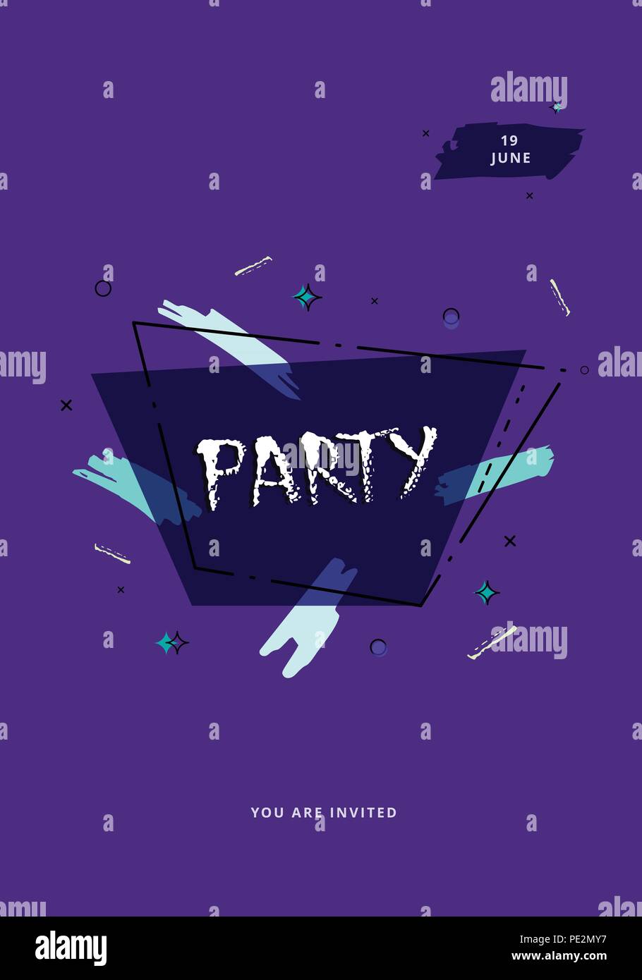 Party banner. Vertical event flyer for holiday design with geometric ...