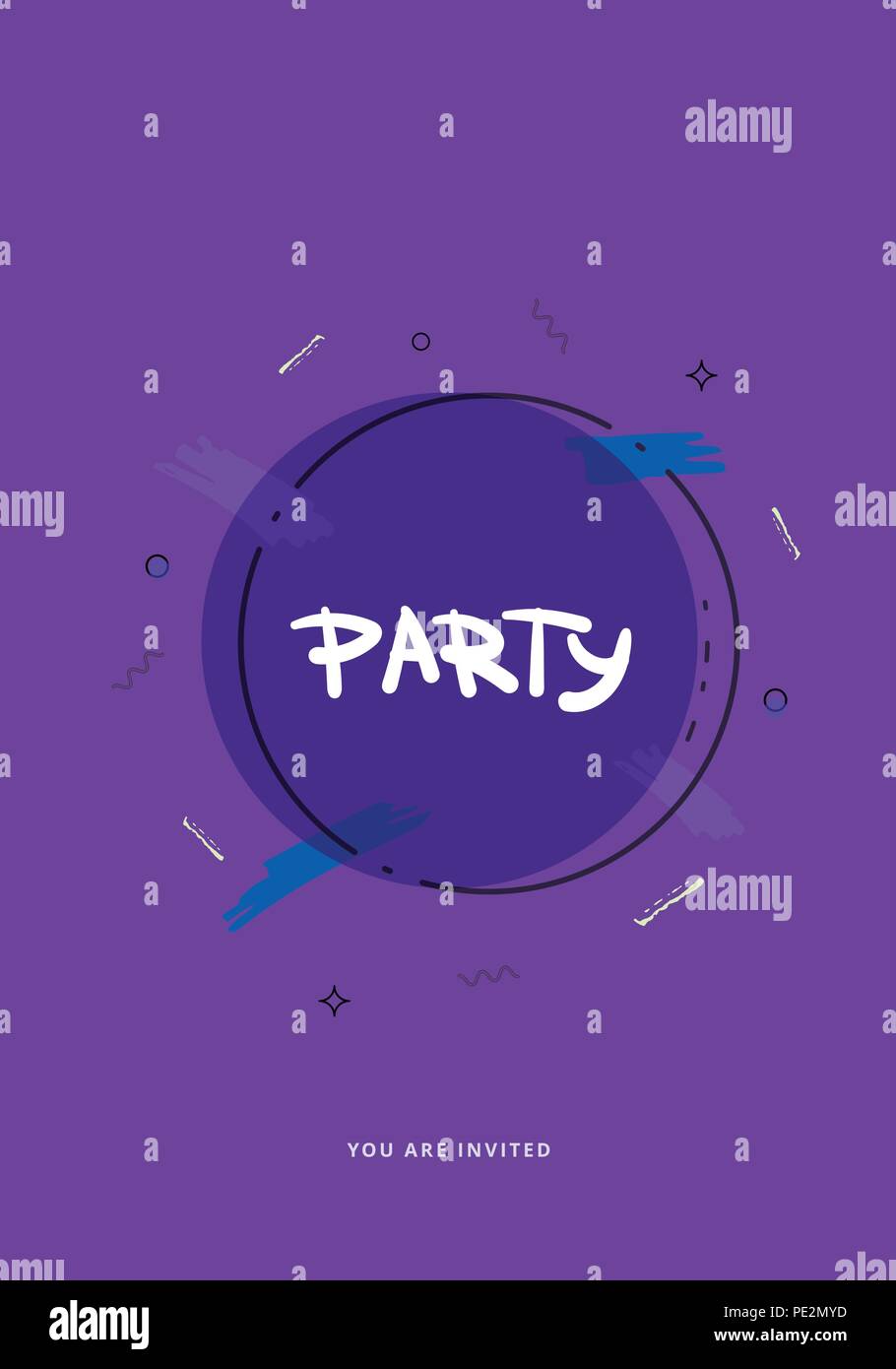 Party banner. Vertical event flyer for holiday design with round shape ...