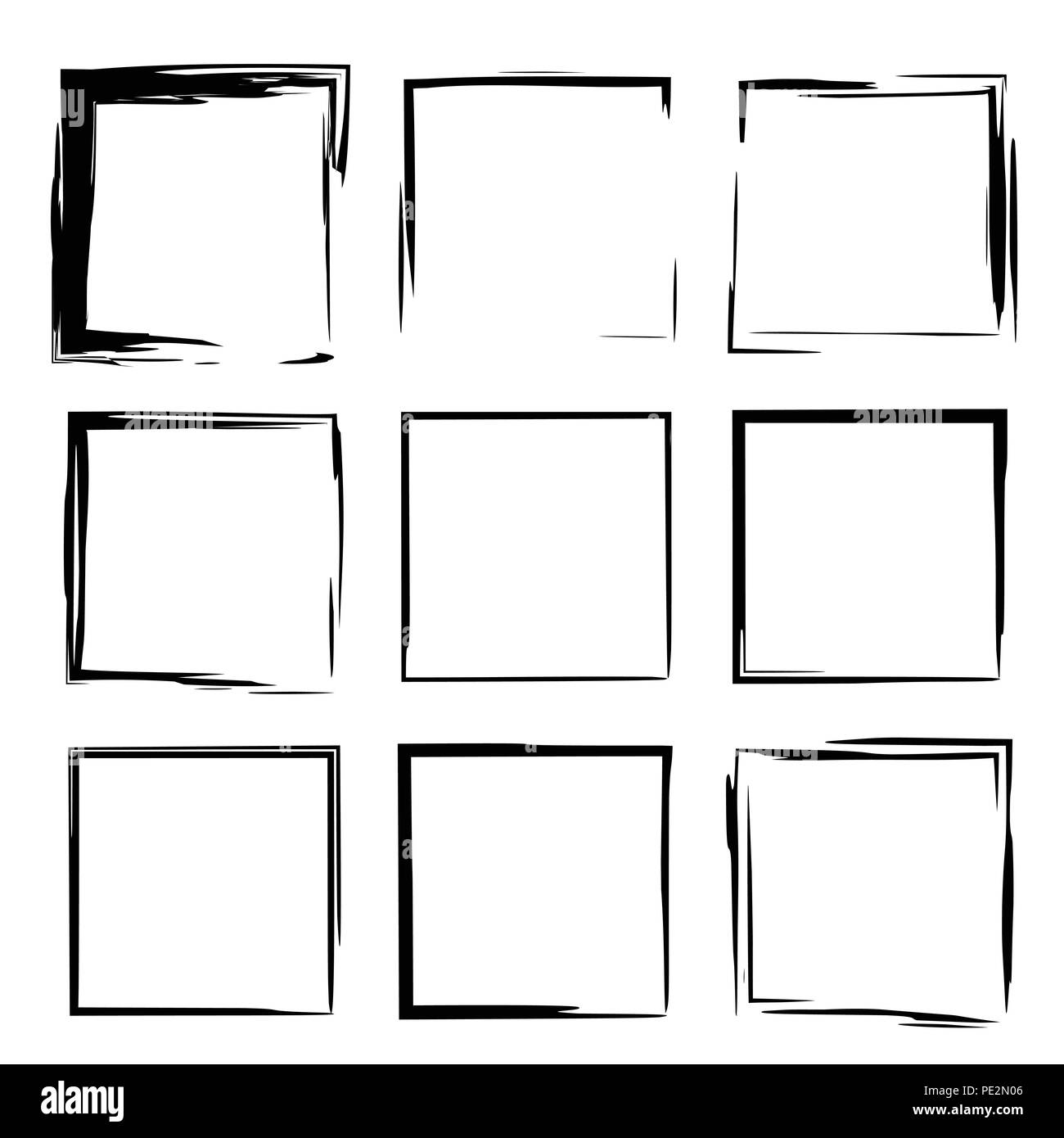 Set of black frames. Square borders. Vector illustration Stock Vector ...