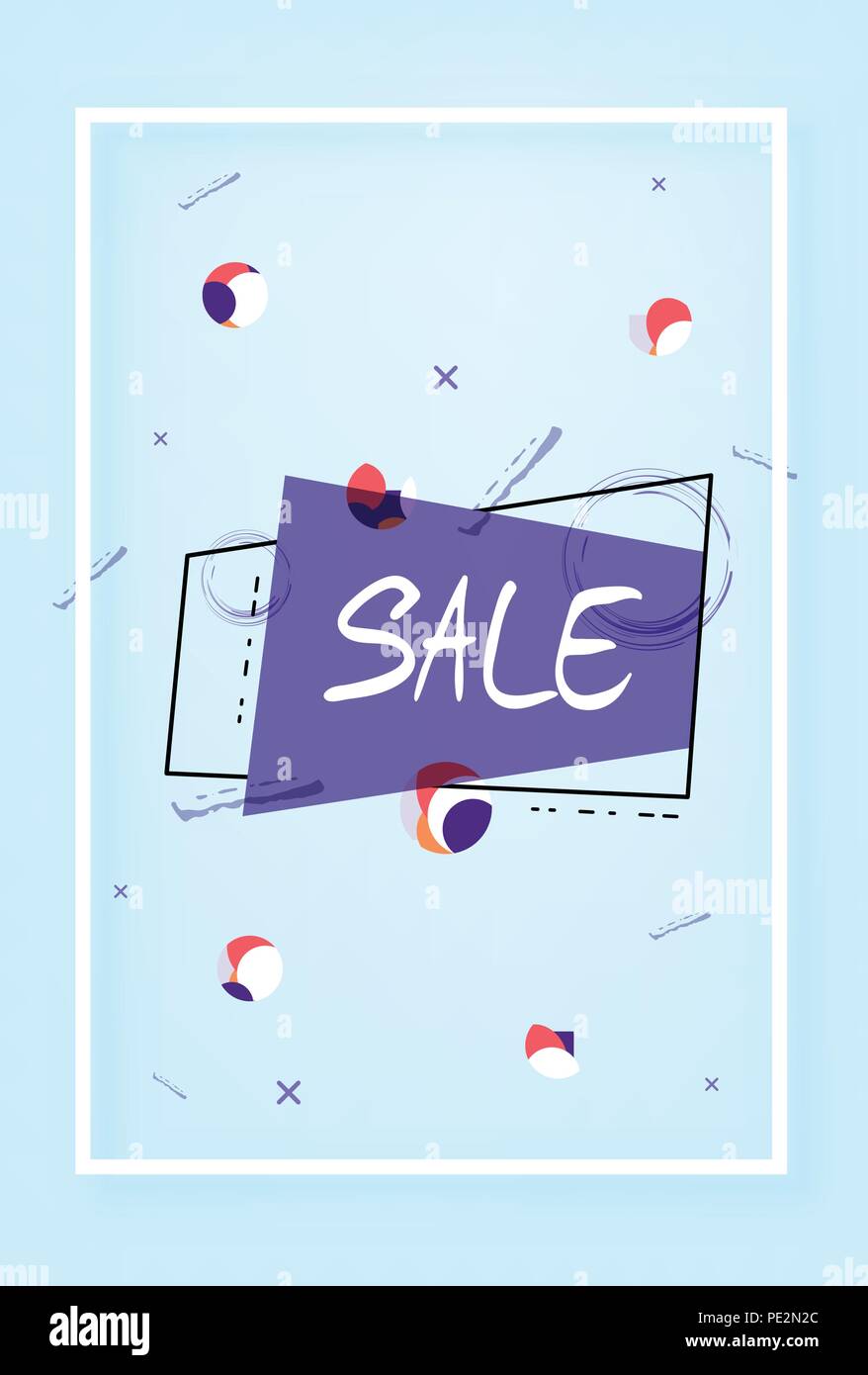 Sale banner with frame and geometric abstract composition. Promotion ...