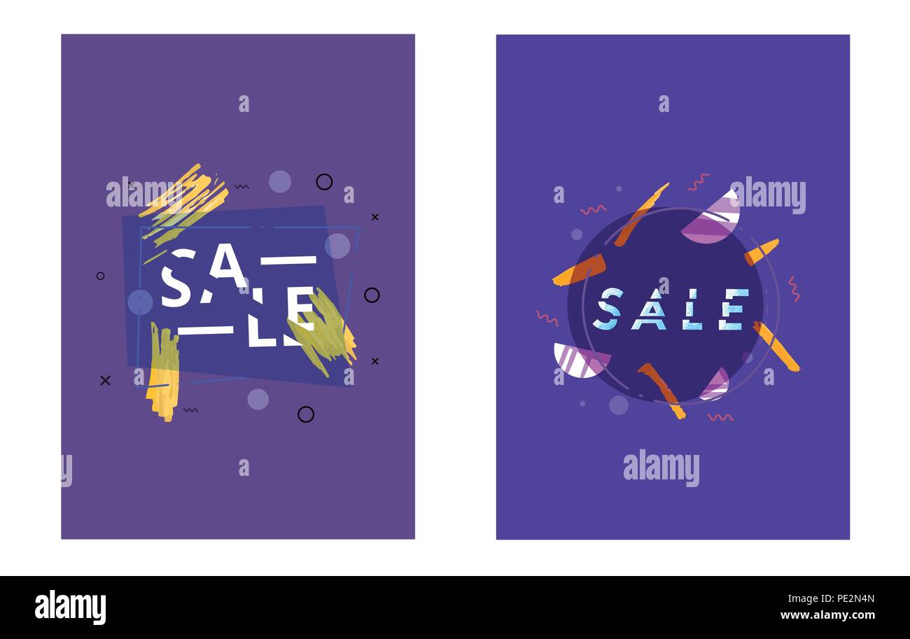 Set of vertical Sale banners with geometric abstract composition ...