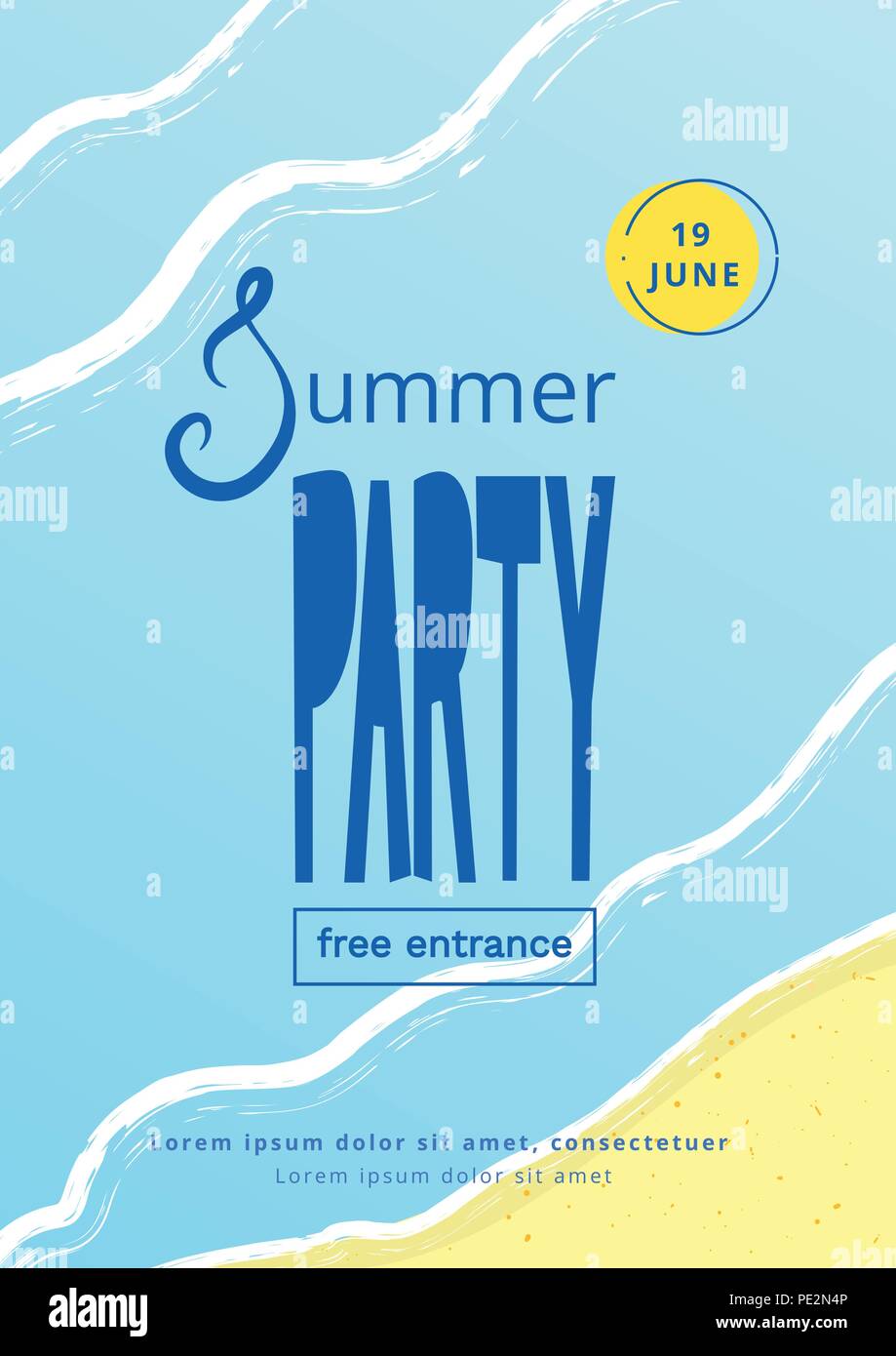 Vertical Summer Party banner. Template for holiday design. Vector ...
