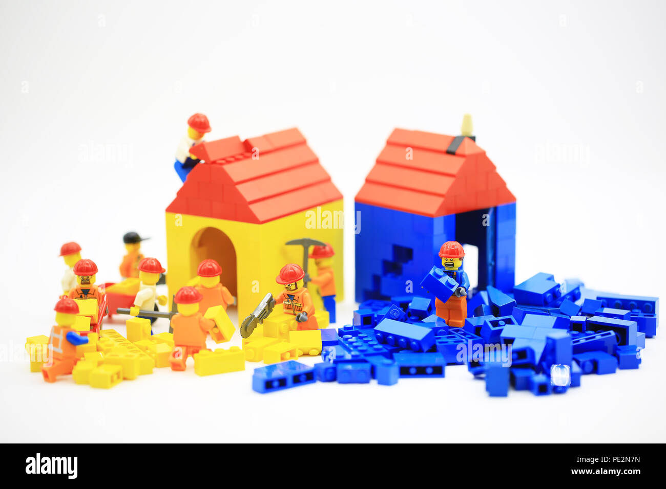 Hong Kong/China, July 5 2018: Studio shot of Lego people, combine from ...