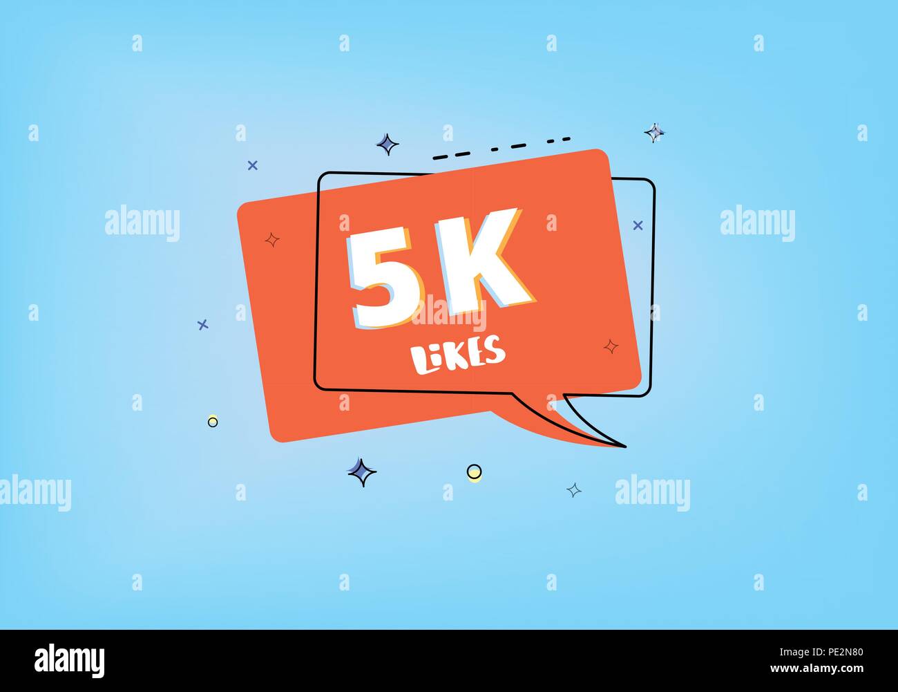 5K likes thank you post. Greeting card with red speech bubble for ...