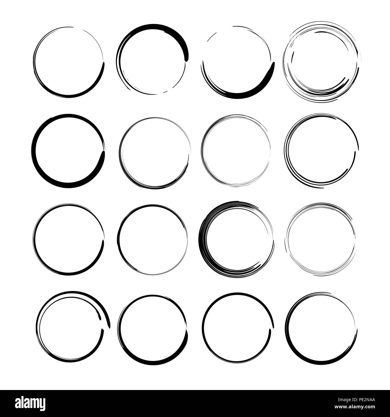 Set of black round grunge frames. Oval empty borders. Vector ...