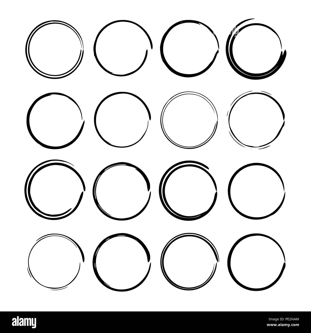 Set of black round grunge frames. Oval empty borders. Vector ...