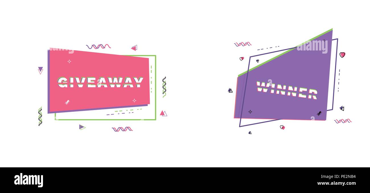 Giveaway and Winner geometric banners set isolated on white background ...