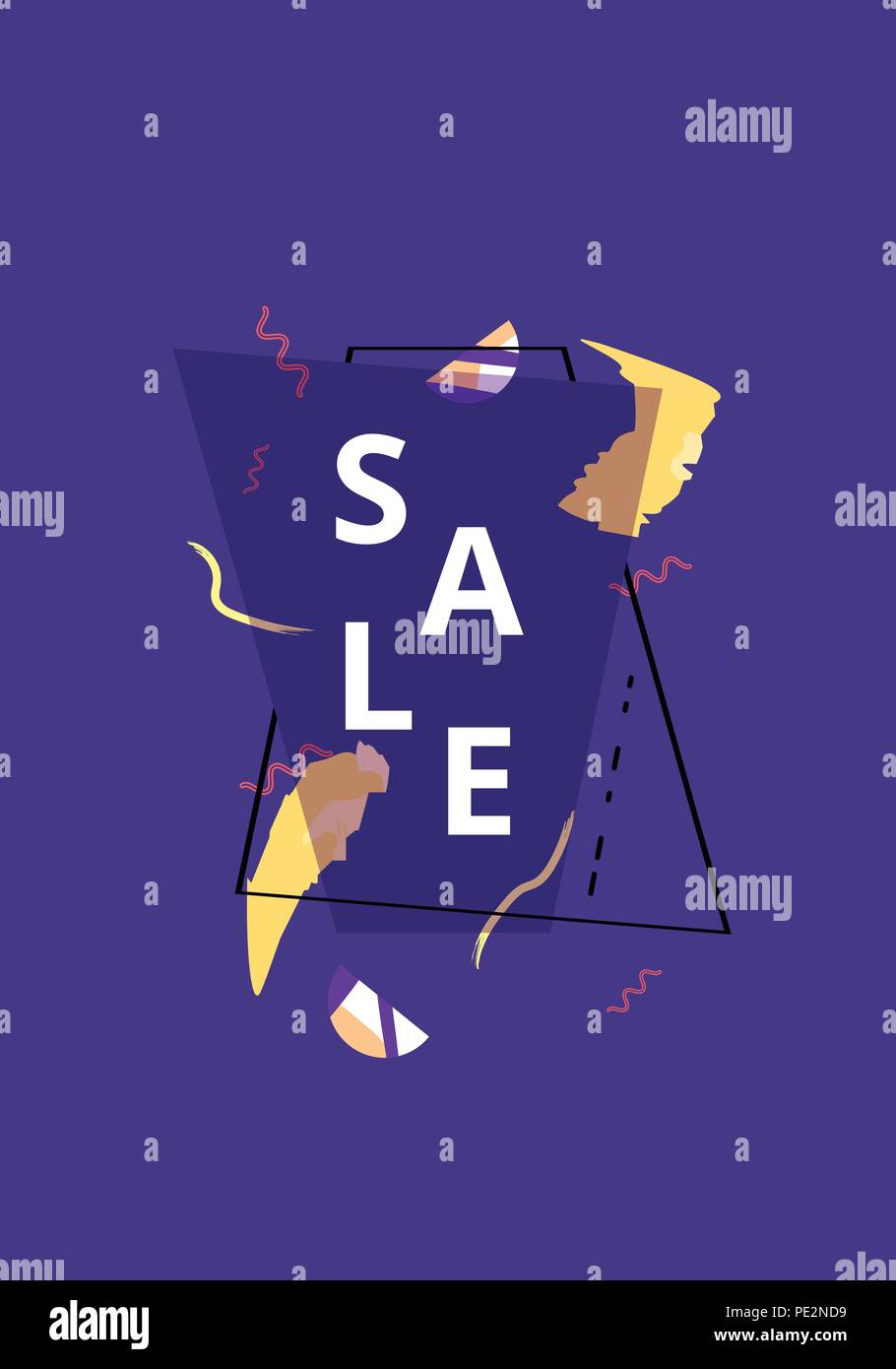 Sale banner with geometric abstract composition. Dark vertical ...
