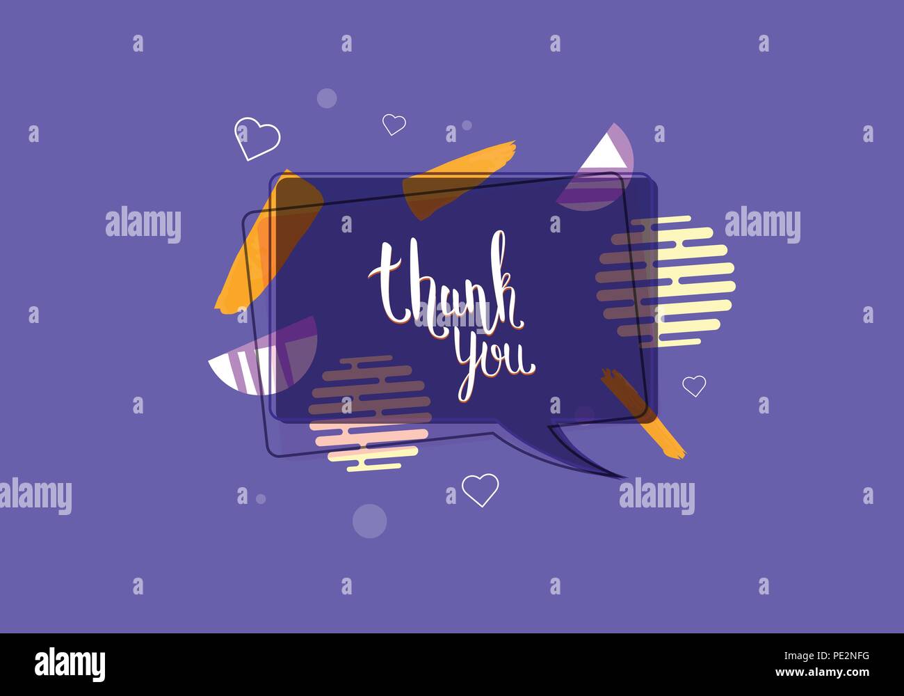 Thank you card. Horizontal banner with handwritten lettering and ...