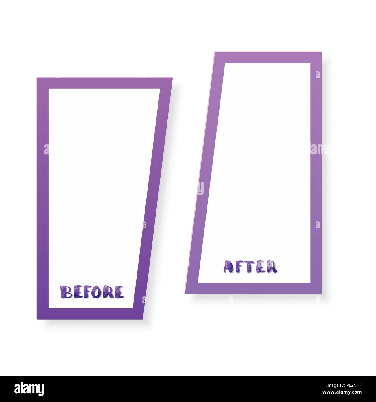 Before and After handwritten lettering with frame shapes isolated on ...
