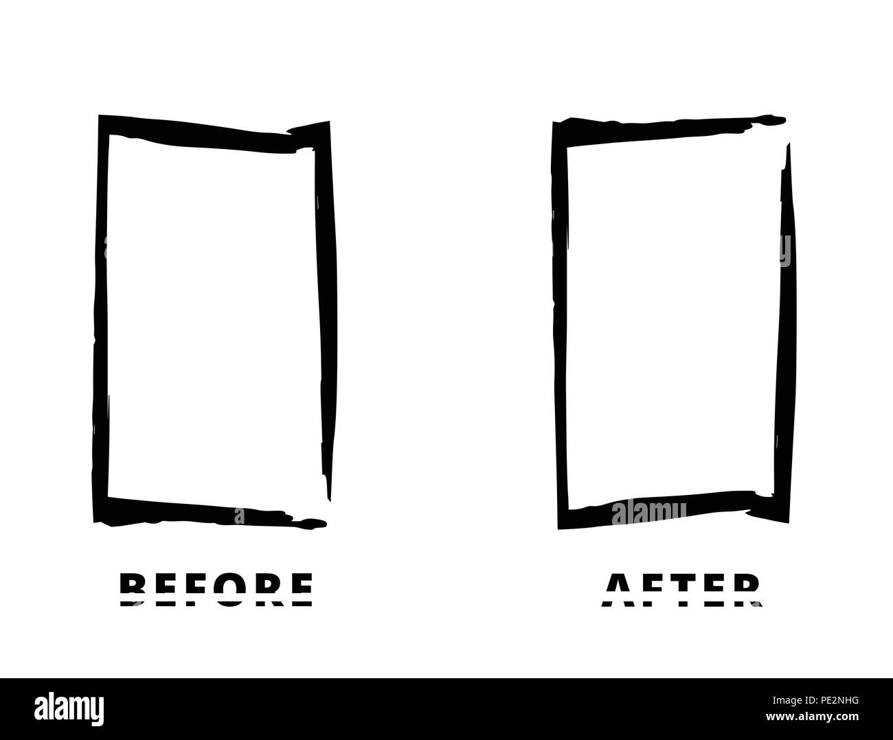 Before and After grunge frames isolated on white background. Sliced ...