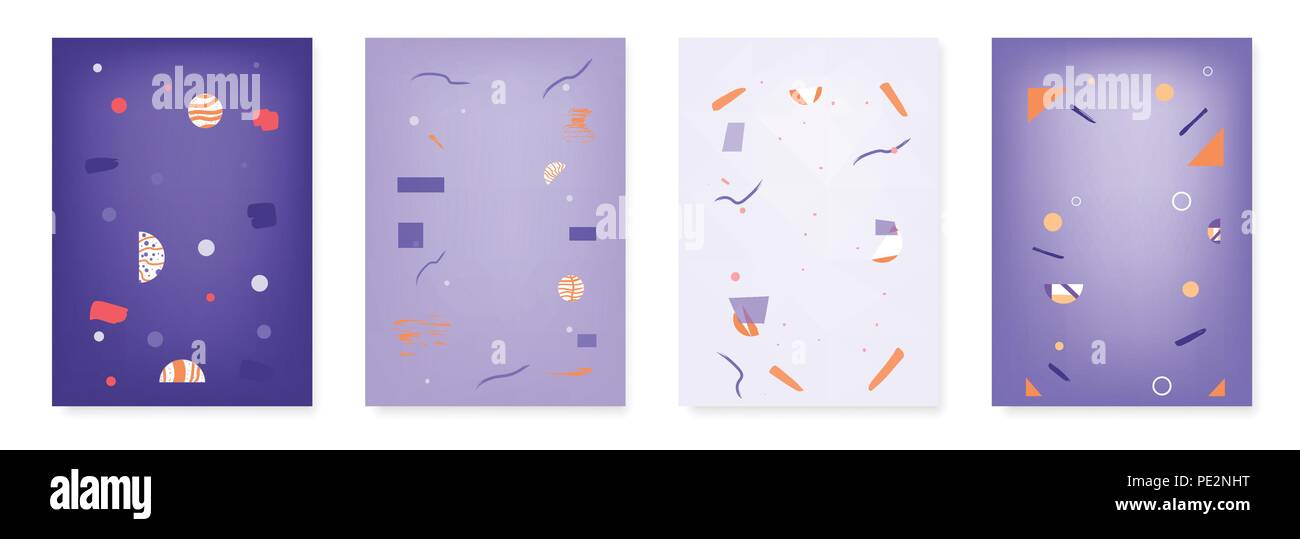 Set of abstract geometric vertical backgrounds. Violet templates for ...