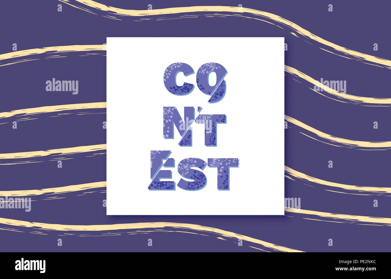 Contest card with brush lines background. Horizontal banner with sliced ...