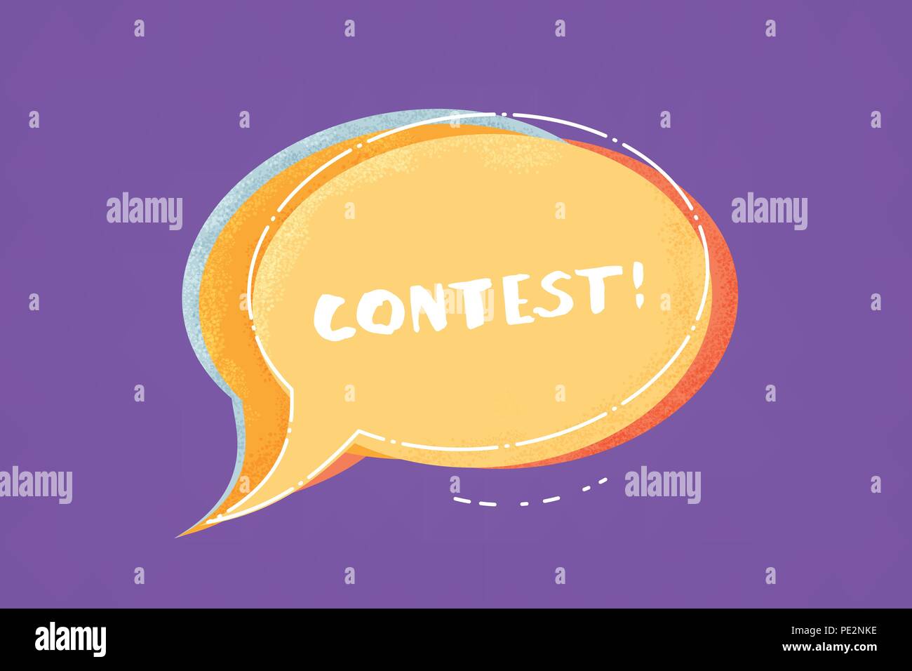 Contest lettering with speech bubble. Horizontal banner. Vector ...