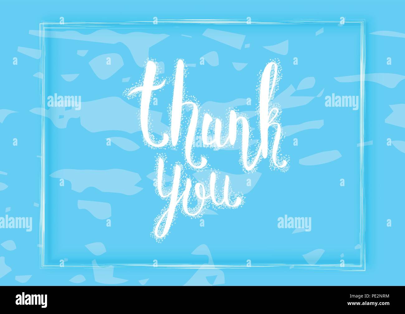 Thank you card. Blue horizontal banner with handwritten lettering ...