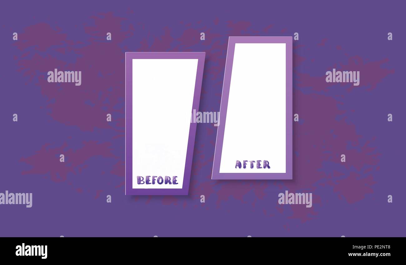 Before and After screen. Comparison banner with empty space. Template ...