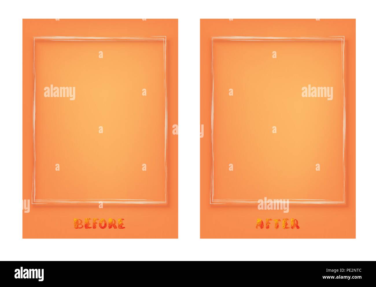 Before and After screen with frames. Comparison banner with empty space ...