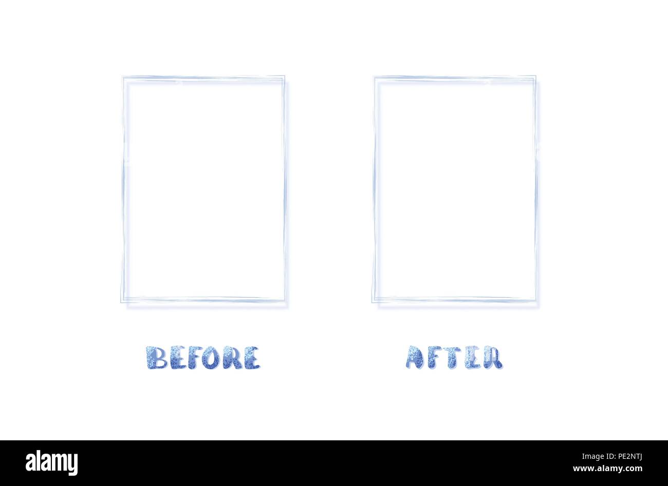 Before and After lettering with frames isolated. Comparison banner with ...