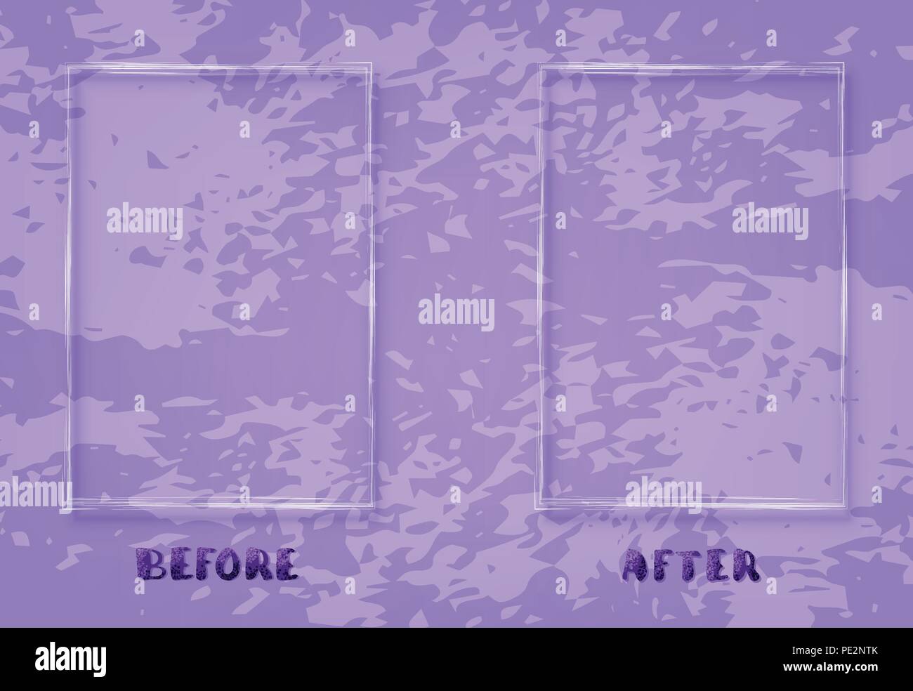 Before and After screen. Comparison ultra violet banner with empty ...