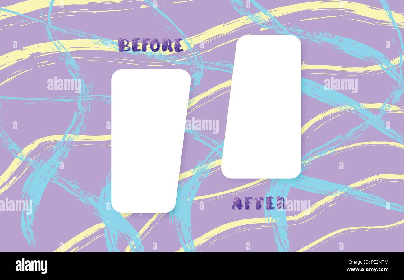 Before and After screen with brush lines background and handwritten ...