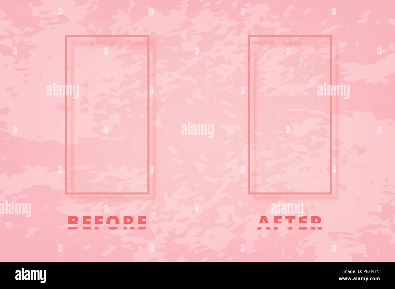 Before and After pink screen. Comparison horizontal banner with empty ...