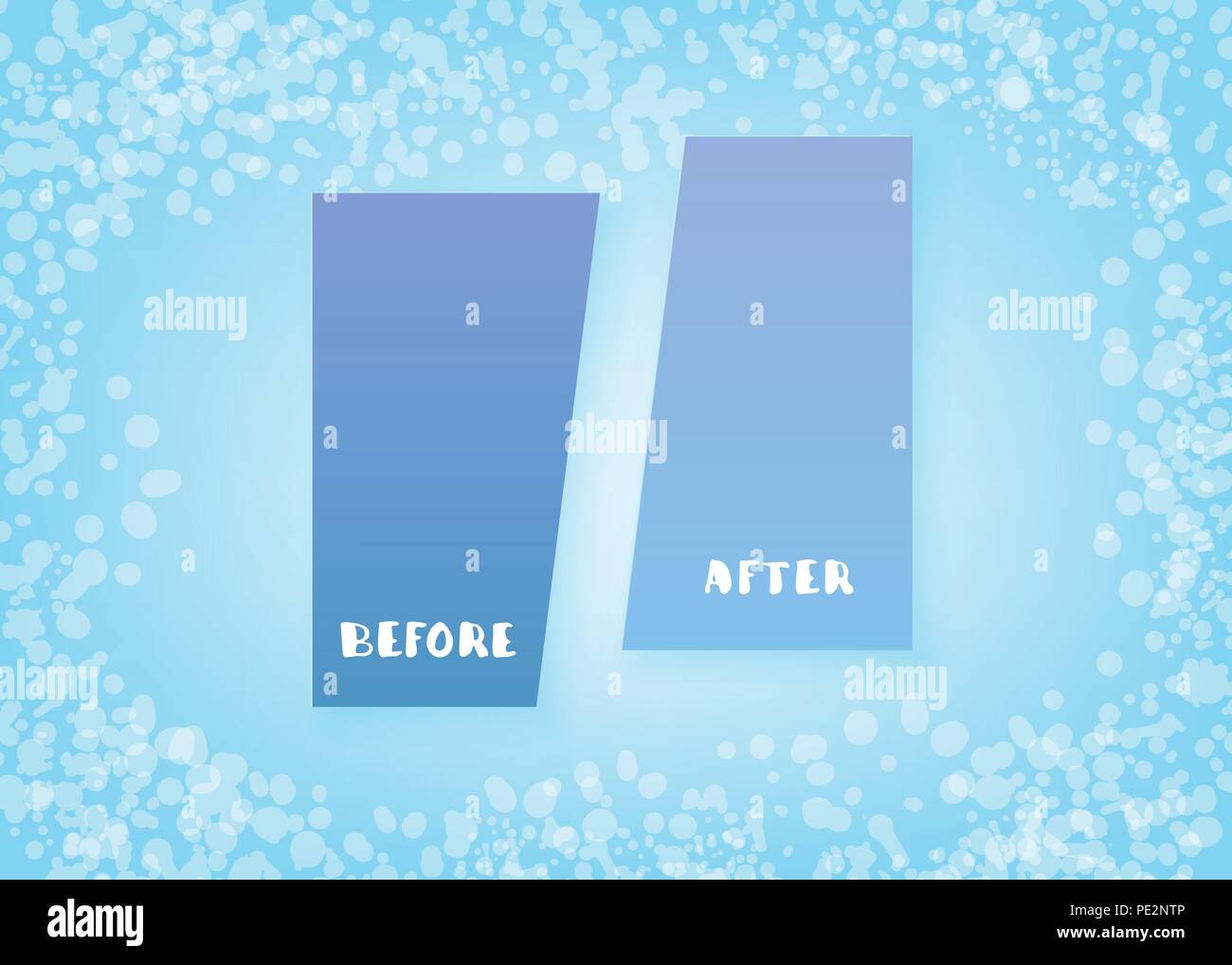 Before and After screen. Comparison blue banner with empty space ...
