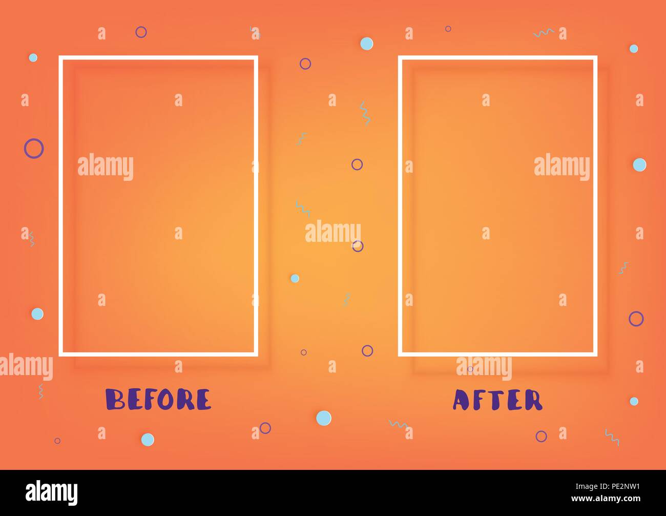Comparison banner with empty space. Before and After pink screen ...