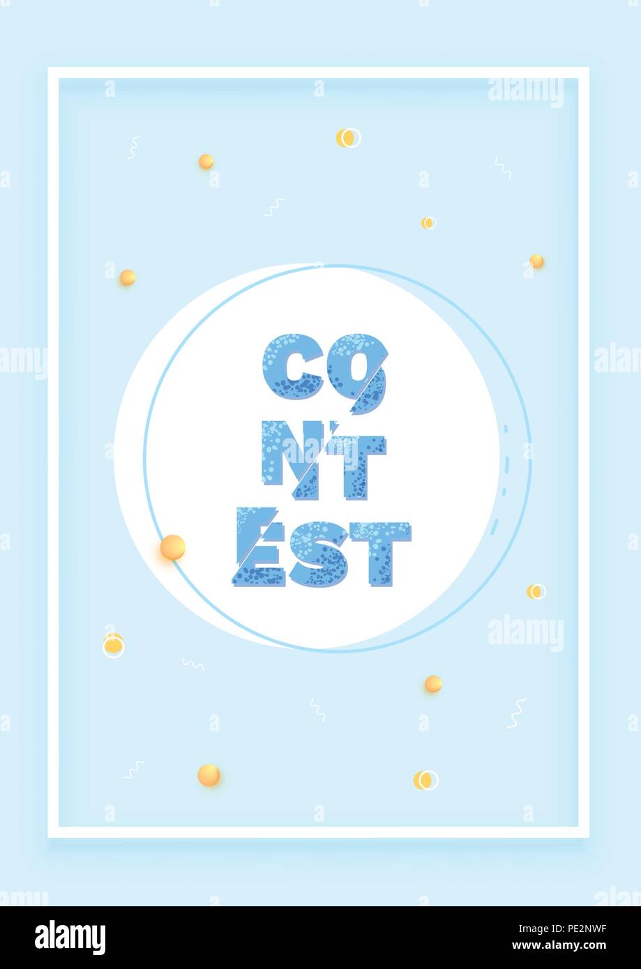 Contest lettering. Vertical banner with text with sliced effect ...