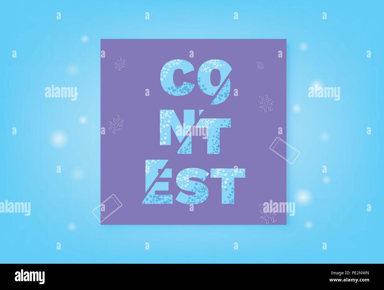 Contest lettering. Horizontal banner with text with sliced effect ...