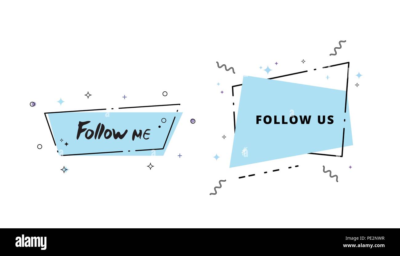 Follow Me and Follow Us quotes geometric banners. Elements for social ...