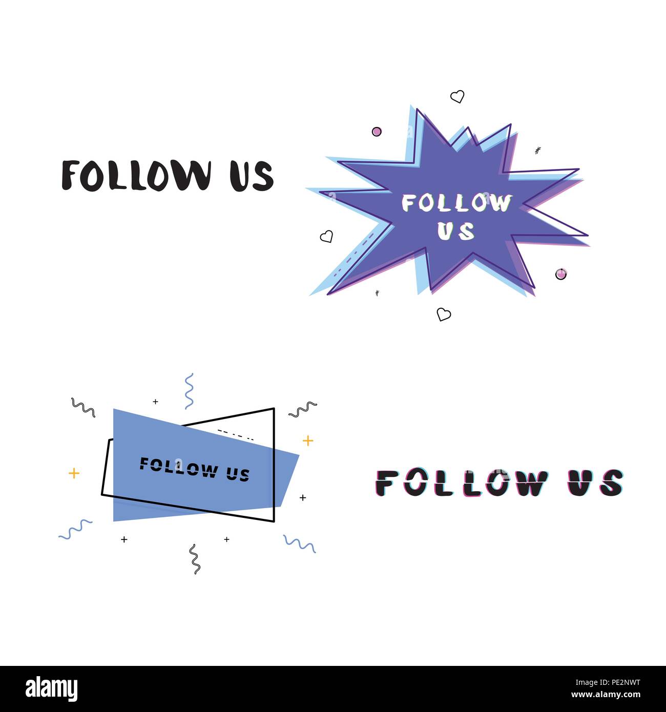 Set of Follow us quotes. Elements for social media. Vector illustration ...